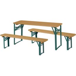Kindersitzgruppe Roba "Outdoor Party-Garnitur f&uuml;r Kinder, natur/gr&uuml;n, aus Holz", beige (natur), Sitzm&ouml;bel-Sets, Kinder, Massivholz