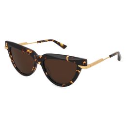 Bottega Veneta BV1265S | Unisex-Sonnenbrille | Fassung: Vollrand, Butterfly, Acetat, Havanna Gold | Glasfarbe: Braun