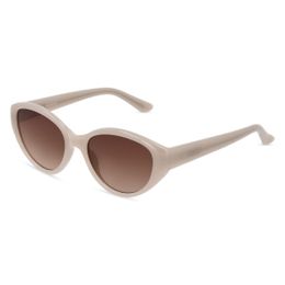 Fielmann MI 043 SUN FA | Damen-Sonnenbrille | Fassung: Vollrand, Butterfly, Acetat, Creme Gl&auml;nzend | Glasfarbe: Braun Verlaufend