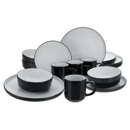 Kombiservice Creatable "Nordic Cool Black, Kombi-Set 16-tlg", bunt, 16 Stk., Steinzeug, Geschirr-Sets, Kombiservice, Scandi-Style