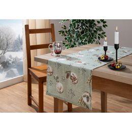 Tischl&auml;ufer Home Wohnideen "FELIZ NAVIDAD", mint, B:140cm L:40cm, Baumwolle, Polyester, Tischdecken, Tischl&auml;ufer, Dekostoff bedruckt