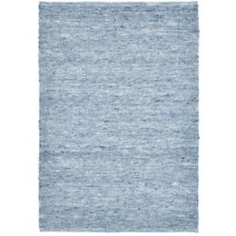 Wollteppich Theko "Alm Freude", blau, B:60cm H:12mm L:90cm, Schurwolle, Teppiche, Handweb Teppich, reine Wolle, meliert, handgewebt, Wendeteppich