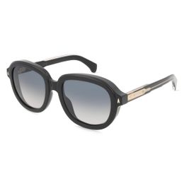 Moncler ME6007U | Unisex-Sonnenbrille | Fassung: Vollrand, Pilot, Acetat, Schwarz Gl&auml;nzend | Glasfarbe: Grau Verlaufend