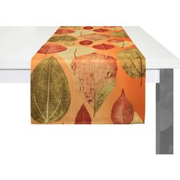 Tischl&auml;ufer WIRTH "MAREK" Gr. 1, orange (terrakotta), B:40cm L:150cm, Polyester, Tischdecken