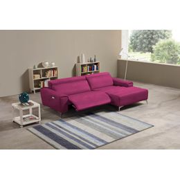Ecksofa Egoitaliano "Suzette, Designsofa mit hohem Sitzkomfort", pink (fuchsia), B:266cm H:95cm T:163cm, Sofas, Ecksofa, mit Recamiere, inkl. 1 elektronischen Relaxfunktion, L-Form