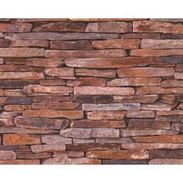 Livingwalls Vliestapete LIVING WALLS "Best of Wood`n Stone 2nd Edition", braun (braun rost grau), B:0,53m L:10,05m, Vinyl, Vlies, Tapeten, Landhaus Tapete Stein Tapeten Wohnzimmer modern Flur Design Wandtapete