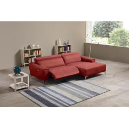 Ecksofa Egoitaliano "Suzette, Designsofa mit hohem Sitzkomfort", rot (marsala), B:266cm H:95cm T:163cm, Luxus-Micofaser Lederoptik (100% Polyester) ist ein neues technisches Gewebe mit einem visuellen und taktilen Aspekt, der dem Nubuk sehr nahe kommt, mit innovativen Eigenschaften. Seine au&szlig;erordentliche Weichheit kommt von einem exklusiven Produktionsprozess, der Unreinheiten und Unregelm&auml;&szlig;igkei