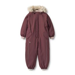 Schneeoverall Wheat "Moe Tech", M&auml;dchen, Gr. 122, N-Gr, lila (lila dawn), Web, Fleece, Obermaterial: 100% Polyamid. Fleece: 100% Polyester. Futter: 100% Polyester. Wattierung: 100% Polyester, kontrastfarbene Details, unifarben, normal normal, Windstopperb&uuml;ndchen mit Daumenl&ouml;chern, Overalls, wasserdicht, atmungsaktiv und leicht wattiert