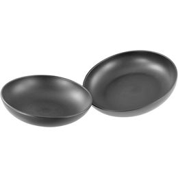 Servierschale Creatable "Uno black, Servierschalen Set 2-tlg", schwarz, Steinzeug, Sch&uuml;sseln, Servierschale, Seidenmatte Spezialglasur, Harmonisch ausbalanciert