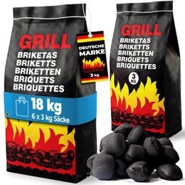 Deuba Holzkohlebriketts 6er-Set je 3kg