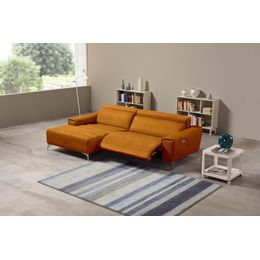 Ecksofa Egoitaliano "Suzette, Designsofa mit hohem Sitzkomfort", braun (cognac), B:266cm H:95cm T:163cm, Luxus-Micofaser Lederoptik (100% Polyester) ist ein neues technisches Gewebe mit einem visuellen und taktilen Aspekt, der dem Nubuk sehr nahe kommt, mit innovativen Eigenschaften. Seine au&szlig;erordentliche Weichheit kommt von einem exklusiven Produktionsprozess, der Unreinheiten und Unregelm&auml;&szlig;igke