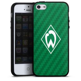 DeinDesign iPhone SE (2016-2019) Handy Silikon H&uuml;lle Case schwarz Handyh&uuml;lle Carbon Sv Werder Bremen Official Licensed Product