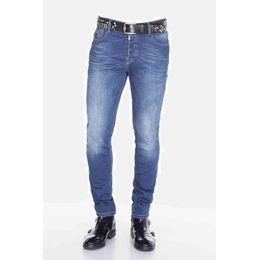 Cipo & Baxx Regular-fit-Jeans CIPO & BAXX "Jeans", Herren, Gr. 30, L&auml;nge 34, blau, 94% Baumwolle, 4% Polyester, 2% Elasthan, unifarben, regular fit lang, Jeans, mit dezenter Waschung, CD-389