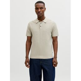 Jack & Jones Polokragenpullover JACK & JONES "JPRBLURILEY KNIT POLO SS SN", Damen, Gr. M, mermaid detail:twist, Strick, Obermaterial: 100% Baumwolle, meliert, regular fit normal, Rundhals, Pullover, Baumwolle, regular fit
