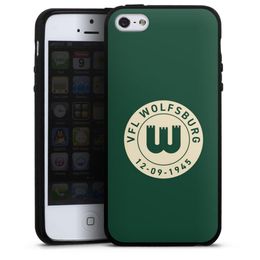 DeinDesign iPhone SE (2016-2019) Handy Silikon H&uuml;lle Case schwarz Handyh&uuml;lle 80 Jahre Official Licensed Product Vfl Wolfsburg
