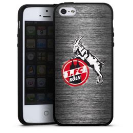 DeinDesign iPhone SE (2016-2019) Handy Silikon H&uuml;lle Case schwarz Handyh&uuml;lle Official Licensed Product 1. Fc K&ouml;ln Metallic Look