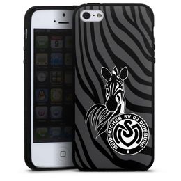 DeinDesign iPhone SE (2016-2019) Handy Silikon H&uuml;lle Case schwarz Handyh&uuml;lle Msv Duisburg Muster Zebra