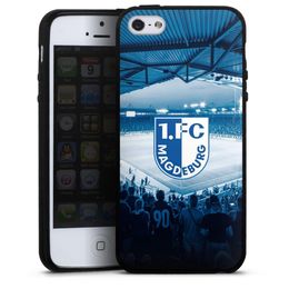 DeinDesign iPhone SE (2016-2019) Handy Silikon H&uuml;lle Case schwarz Handyh&uuml;lle 1. Fc Magdeburg Stadium 1. Fcm