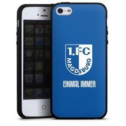 DeinDesign iPhone SE (2016-2019) Handy Silikon H&uuml;lle Case schwarz Handyh&uuml;lle 1. Fc Magdeburg Official Licensed Product Coat Of Arms