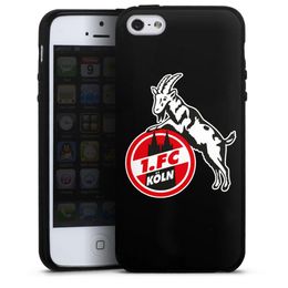 DeinDesign iPhone SE (2016-2019) Handy Silikon H&uuml;lle Case schwarz Handyh&uuml;lle Transparent Logo 1. Fc K&ouml;ln