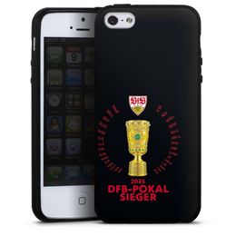 DeinDesign iPhone SE (2016-2019) Handy Silikon H&uuml;lle Case schwarz Handyh&uuml;lle Official Licensed Product Vfb Stuttgart Trophy