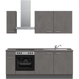 K&uuml;chenzeile Nobilia "Riva I", NEU: individuell anpassbar mit gratis Profi-Beratung", grau (k&uuml;che: grau, korpus: schiefergrau, arbeitsplatte: beton schiefergrau nachbildung), B:210,3cm H:216,6cm T:60cm, Komplettk&uuml;chen-Sets, K&uuml;chenzeile, vormontiert, Breite 210 cm, Ausrichtung w&auml;hlbar, wahlw. mit E-Ger&auml;ten