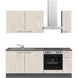 K&uuml;chenzeile Nobilia "Riva I", NEU: individuell anpassbar mit gratis Profi-Beratung", wei&szlig; (k&uuml;che: wei&szlig;, korpus: schiefergrau, arbeitsplatte: beton schiefergrau nachbildung), B:210,3cm H:216,6cm T:60cm, Komplettk&uuml;chen-Sets, K&uuml;chenzeile, vormontiert, Breite 210 cm, Ausrichtung w&auml;hlbar, wahlw. mit E-Ger&auml;ten