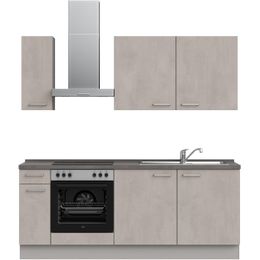 K&uuml;chenzeile Nobilia "Riva I", NEU: individuell anpassbar mit gratis Profi-Beratung", grau (k&uuml;che: grau, korpus: steingrau, arbeitsplatte: beton schiefergrau nachbildung), B:210,3cm H:216,6cm T:60cm, Komplettk&uuml;chen-Sets, K&uuml;chenzeile, vormontiert, Breite 210 cm, Ausrichtung w&auml;hlbar, wahlw. mit E-Ger&auml;ten