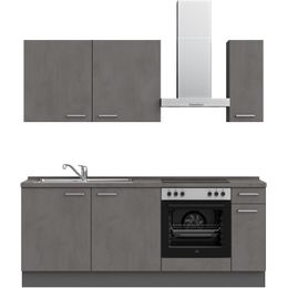 K&uuml;chenzeile Nobilia "Riva I", NEU: individuell anpassbar mit gratis Profi-Beratung", grau (k&uuml;che: grau, korpus: schiefergrau, arbeitsplatte: beton schiefergrau nachbildung), B:210,3cm H:216,6cm T:60cm, Komplettk&uuml;chen-Sets, K&uuml;chenzeile, vormontiert, Breite 210 cm, Ausrichtung w&auml;hlbar, wahlw. mit E-Ger&auml;ten