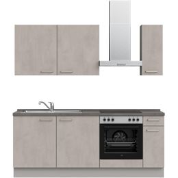 K&uuml;chenzeile Nobilia "Riva I", NEU: individuell anpassbar mit gratis Profi-Beratung", grau (k&uuml;che: grau, korpus: steingrau, arbeitsplatte: beton schiefergrau nachbildung), B:210,3cm H:216,6cm T:60cm, Komplettk&uuml;chen-Sets, K&uuml;chenzeile, vormontiert, Breite 210 cm, Ausrichtung w&auml;hlbar, wahlw. mit E-Ger&auml;ten