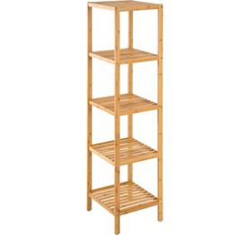 TecTake&reg; Badregal, aus Bambus, rutschfeste Kunststofff&uuml;&szlig;e, 33 x 33 x 141 cm