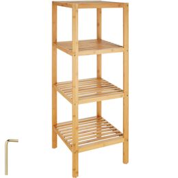 TecTake&reg; Badregal, aus Bambus, rutschfeste Kunststofff&uuml;&szlig;e, 33 x 33 x 97 cm