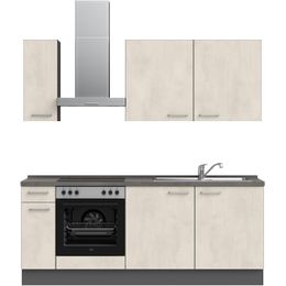 K&uuml;chenzeile Nobilia "Riva I", NEU: individuell anpassbar mit gratis Profi-Beratung", wei&szlig; (k&uuml;che: wei&szlig;, korpus: schiefergrau, arbeitsplatte: beton schiefergrau nachbildung), B:210,3cm H:216,6cm T:60cm, Komplettk&uuml;chen-Sets, K&uuml;chenzeile, vormontiert, Breite 210 cm, Ausrichtung w&auml;hlbar, wahlw. mit E-Ger&auml;ten