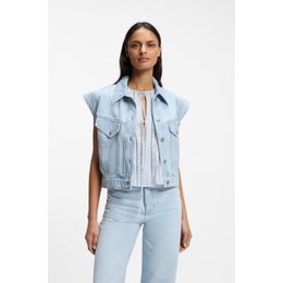 Jeansweste BOSS Orange "VEST 1.0 Premium Damenmode", Damen, Gr. L, bright blau 433, Denim/Jeans, Obermaterial: 100% Baumwolle, h&uuml;ftlang, Westen, Boxy Fit mit Vintage-Details