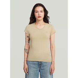 G-Star Raw T-Shirt G-STAR "Eyben Slim V-Neck Top 2.0", Damen, Gr. L, cream, Obermaterial: 100% Baumwolle, Shirts T-Shirt