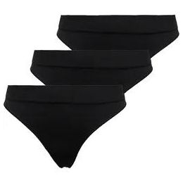 T-String Only "ONLVICKY RIB S-LESS THONG 3-PK NOOS", Damen, Gr. L, 3 Stk., schwarz (schwarz pack:x 3), Jersey, Obermaterial: 94% Polyamid, 6% Elasthan, unifarben, Unterhosen