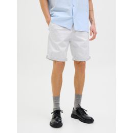 Jack & Jones Chinoshorts JACK & JONES "JPSTBOWIE JJSHORTS S", Herren, Gr. L, N-Gr, wei&szlig;, Web, Obermaterial: 98% Baumwolle, 2% Elasthan, unifarben, regular fit kurz, Hosen Chinoshorts, mit Aufschlag