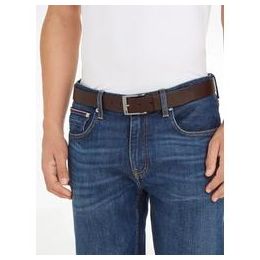 Lederg&uuml;rtel Tommy Hilfiger "New Aly Belt 3,5 cm breit", Herren, Gr. 85, braun (dunkelbraun), Leder, G&uuml;rtel Lederg&uuml;rtel, mit quadratischer Logo-Metallschnalle