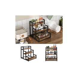 VICCO K&uuml;chenregal Fyrk Eiche rustikal 33 x 34 cm mit 3 offenen F&auml;chern