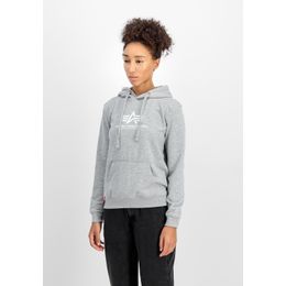 Hoodie Alpha Industries "New Basic Hoodie BL W", Damen, Gr. L, grau (grau heather), Obermaterial: 80% Baumwolle, 20% Polyester, regular fit, Sweatshirts Hoodie