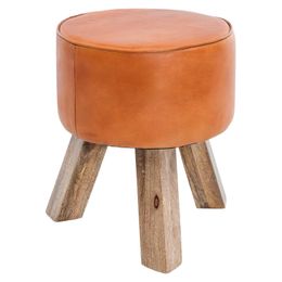 Hocker ca. 37x45 cm Braun/Echtleder