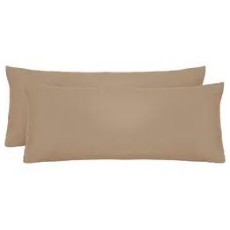 Kissenbezug Biberna "Michi Feinjersey mit Rei&szlig;verschluss", braun (macciato), B:40cm L:80cm, Feinjersey, Obermaterial: 100% Baumwolle, Kissenbez&uuml;ge, Kissenbezug, verschiedene Gr&ouml;&szlig;en, Feinjersey Kissenh&uuml;lle aus 100% Baumwolle