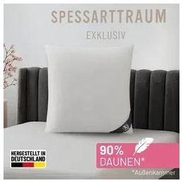 3-Kammer-Kopfkissen Spessarttraum "Exklusiv, Kissen ist made in Germany", wei&szlig;, B:80cm L:80cm, Bezug: 100% Baumwolle. F&uuml;llung Au&szlig;enkammer: 90% Daunen, 10% Federn. F&uuml;llung Innenkammer: 100% Federn, Kopfkissen, gute St&uuml;tzkraft, Seitenschl&auml;fer & R&uuml;ckenschl&auml;fer
