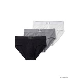 Slip "HIP BRIEF 3PK", Herren, Gr. 4XL (60), schwarz, misty grau, wei&szlig;, Jersey, Obermaterial: 95% Baumwolle, 5% Elasthan, Calvin Klein Underwear, unifarben, k&ouml;rpernah, Unterhosen Slip, K&ouml;rpernahe Passform