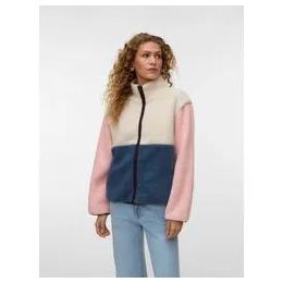V&eacute;ro Moda Fleecejacke VERO MODA "VMJOSEFIN LS TEDDY ZIP JACKET EXP", Damen, Gr. M, birch detail:china blau, Fleece, Obermaterial: 100% Polyester, normal, Jacken Fleecejacke, Polyester