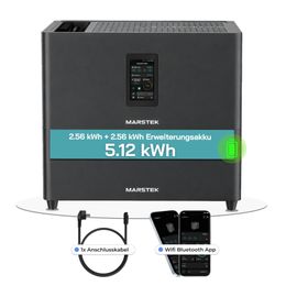 Speicher MARSTEK Jupiter C + Plus Solarspeicher 5,12-10,24 kWh LiFePO4 Solarakku f&uuml;r PV Systeme Balkonkraftwerk, IP65, 6000 Zyklen, WIFI und Bluetooth, Solar-Batterie