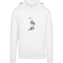 Kapuzenpullover MisterTee "MisterTee Herren Seagull Sneakers Hoody", Herren, Gr. L, wei&szlig;, 65% Baumwolle, 35% Polyester, mehrfarbig, loose fit, ohne Ausschnitt, Pullover Kapuzenpullover