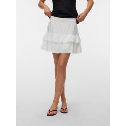 V&eacute;ro Moda Minirock VERO MODA "VMTRINE NW SHORT SKIRT WVN NOOS", Damen, Gr. L, snow wei&szlig;, Web, Obermaterial: 100% Baumwolle, unifarben, kurz, R&ouml;cke Minirock, Baumwolle