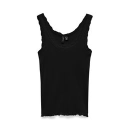 V&eacute;ro Moda Tanktop VERO MODA "VMNANA LACE TANK TOP JRS NOOS", Damen, Gr. L, schwarz, Jersey, Obermaterial: 96% Baumwolle, 4% Elasthan, unifarben, normal, Rundhals, Tops Tanktop, Baumwollmischung