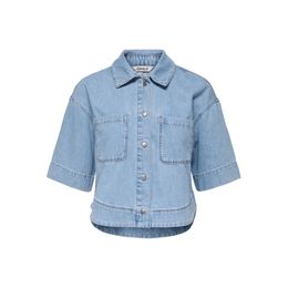 Jeansbluse Only "ONLCLEO LIFE SS CROP DNM SHIRT PIM NOOS", Damen, Gr. L, light blau denim, Denim/Jeans, Obermaterial: 100% Baumwolle, unifarben, taillenlang, Blusen Jeansbluse, Baumwolle